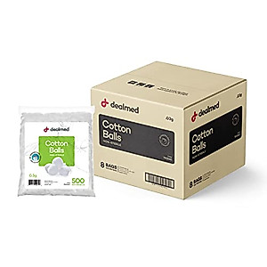 Dealmed Cotton Balls for Face, Makeup & Nail Polish Remover, Medical Uses, & DIY Crafts | Non-Sterile Bulk Pack | Resealable Zip-Locked Bag | 100% Pure Cotton - Soft, Absorbent, Gentle (4,000/Case)