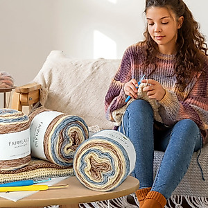 Katech Ombré Flower Yarn for Crocheting Knitting-Gradient Cake Yarn-4x100g 60% Cotton 30% Acrylic 10% Wool-Perfect for Scarves, Shawls, Blankets, and Garments That Stand Out with Style(A)