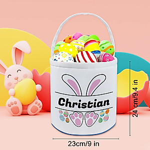 Personalized Easter Basket with Name for Girls Boys Kids, Custom Easter Buny Basket Gift Bags for Easter Eggs Hunt