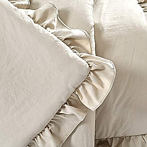Lush Decor Reyna Soft Knitted Ruffle Throw Blanket, 50" x 60", Wheat