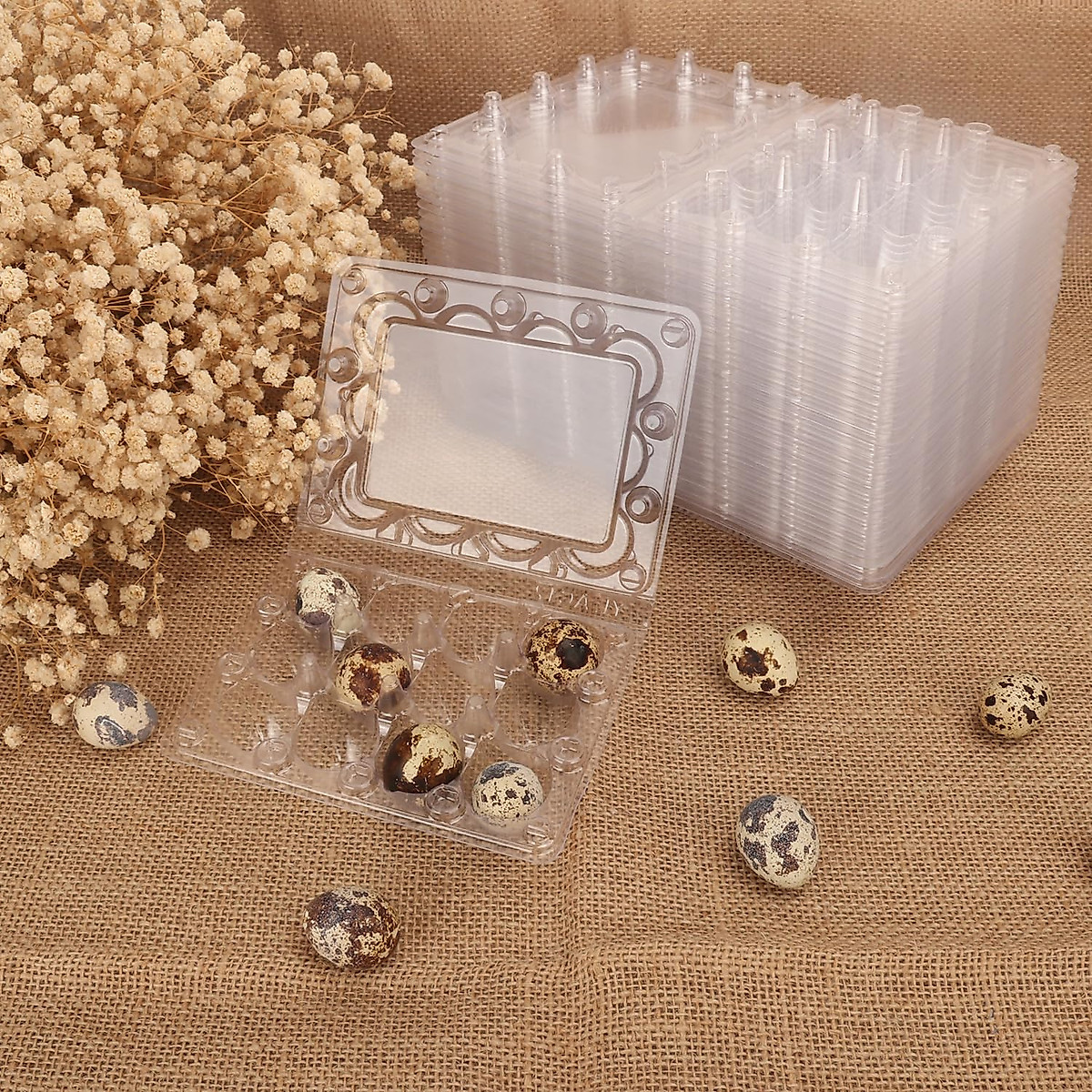 KUKLIPJIM 200 Pack Quail Egg Cartons, Clear Plastic Quail Egg Trays, Holds up to 12 Quail Eggs Securely - Your Ultimate Small Eggs Carton Holders for Bulk Storage and Display