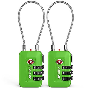 TSA Approved Luggage Travel Lock, Set-Your-Own Combination Lock for School Gym, Golf Bag, Locker, Luggage Suitcase Baggage Locks, Filing Cabinets, Toolbox, Case (Green, 2 Pack)