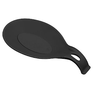 uxcell Silicone Spoon Rest, 9.25" x 4.72" Heat Resistant Kitchen Utensil Holder Spatula Ladle Rest for Counter Stove Top, Black 1Pcs