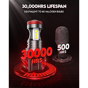 Torchbeam 7440 7443 LED Bulb Xenon White 6000k T20 Wedge 7441 7444 992 Backup Reverse Light LED Bulbs with Projector（Pack of 2）