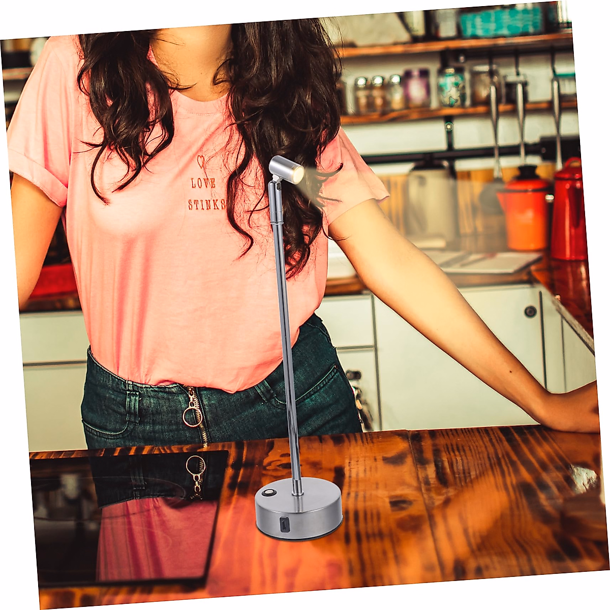 Yardenfun Led Rotating Light Tabletop Bar Spotlight Atmosphere Spotlight Lamp Stainless Steel 1600mah Bar Cafe Study Lamp