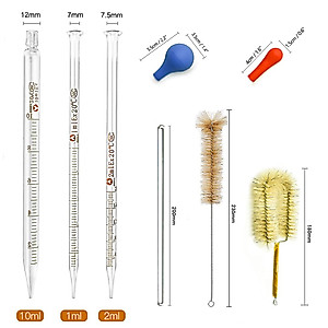 ZEEROQOLAB Lab Glassware Set, Beaker Glass Cylinder Pipettes Set, 5pcs Thick Glass Graduated Beaker, 4pcs Glass Measuring Cylinder with 4pcs Glass Stirring Rod and 2pcs Cleaning Brush