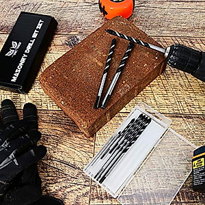 Masonry & Concrete Drill Bit Set (10 Pack in 1/8", 1/4", 5/16", 3/8", and 1/2") Carbide Tipped to Easily Cut Through Brick, Cement, Ceramic Pots, Stucco, Cinderblock, & More