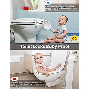 2 Pack Baby Proofing Safety Locks for Cabinet Drawer Fridge Oven Dishwasher Doors, Toilet Seat & Lid, Adjustable Furniture Latches and Straps, 3M Adhesive No Drilling and Button Unlock Design