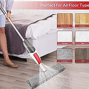 Spray Mop Double-Sided for Floor Cleaning,Wet and Dry Mop with 3 Microfiber Mop Pads and 550ML Refillable Bottle, Suitable for Tile Laminate Hardwood Floor Cleaning-Send 1 Scraper