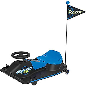 Razor Crazy Cart Shift for Kids Ages 6+ (Low Speed) 8+ (High Speed) - 12V Electric Drifting Go Kart for Kids - High/Low Speed Switch and Simplified Drifting System, for Riders up to 120 lbs,Black/Blue