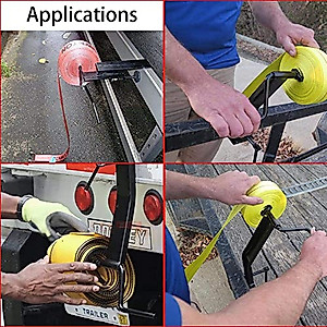 Winch Strap Winder Truck Trailer Flatbed Winch  Cargo Tie-Downs Strap Winder, Roll-up Flatbed Trailer Winch Straps up to 4" Wide, Used in Trailers, Trucks, Warehouses Vans Docks