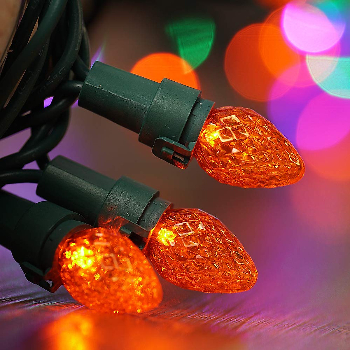BOHON Halloween String Lights 50 LEDs Orange Lights UL Certified Christmas Lights Green Wire Halloween Lights Plug-in for Indoor Outdoor Halloween Decorations Thanksgiving Tree Carnival Decor