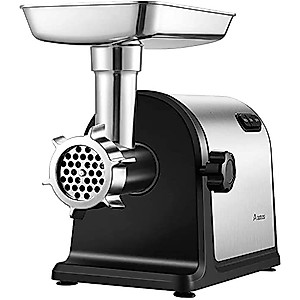 AAOBOSI Electric Meat Grinder 【3000W Max 】Heavy Duty Stainless Steel Meat Mincer with 3 Grinding Plates, 3 Sausage Stuffer Tubes & Kubbe Attachments,Easy One-Button Control