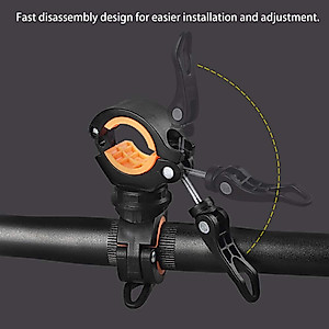 COSOOS 2 Pack Flashlight Mount Holder, Universal Bicycle Led Light Mounting Holder 360° Rotation Clip Clamp for Flashlight, Cycling, Riding