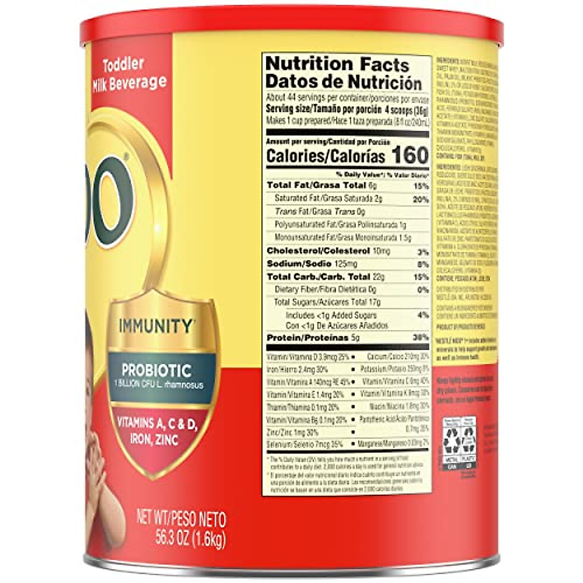 NIDO Kinder 1+ Toddler Powdered Milk – 56.3 Oz (3.52 LB)