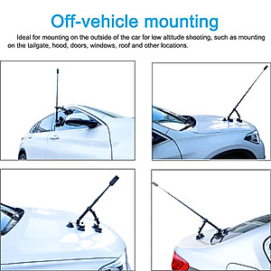 PellKing Suction Car Mount for Insta360 x4, x3, x2, x,One RS,R Compatible with GoPro Max Camera 5 in 1 Suction Mount Kit for Action Cameras (Includes 44.9-inch Selfie Stick)