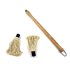 Censmart BBQ Mop Set - Wood 18 Inch Basting Mop and 3 Extra Replacement Head, 304-Stainless Steel BBQ Grill Basting Brush with 100% Natural,Apply Barbecue Sauce, Marinade or Glazing,Dish Mop Style