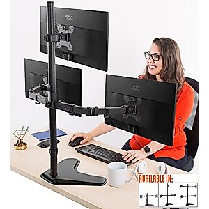 Stand Steady Triple Monitor Desk Stand with Tabletop Base, for Home or Office Use, Height Adjustable Computer Monitor Stand with Full Articulation VESA Mounts, Fits Most LCD/LED Monitors 13-32 Inches