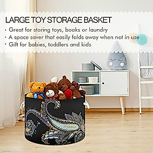 ALAZA Paisley Flower Indian Ethnic Storage Basket Gift Baskets Large Collapsible Laundry Hamper with Handle, 20x20x14 in