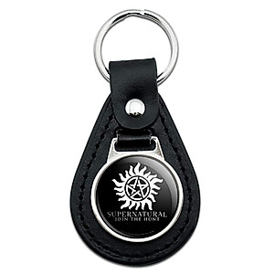 GRAPHICS & MORE Supernatural Anti Possession Symbol Black Leather Keychain