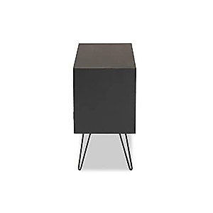 Baxton Studio Davion Brown Finished Wood and Black Metal Sideboard Buffet