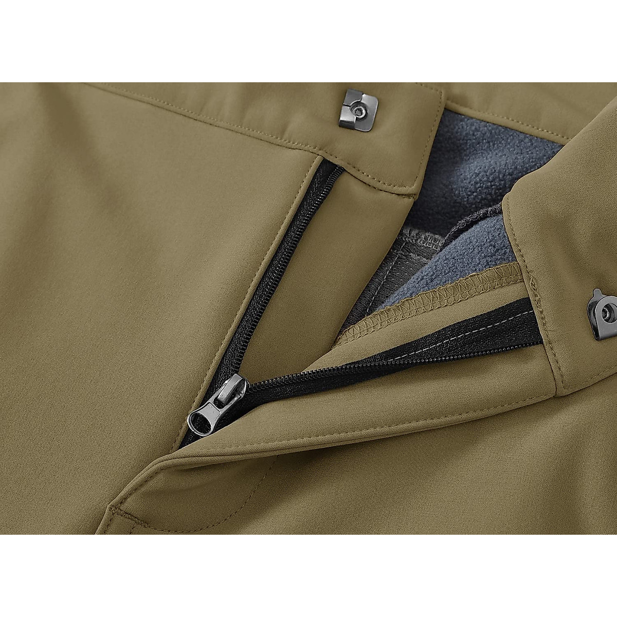 BGOWATU Women's Winter Hiking Pants Fleece Lined Waterproof Windproof Snow Insulated Pants with 6 Pockets Khaki L