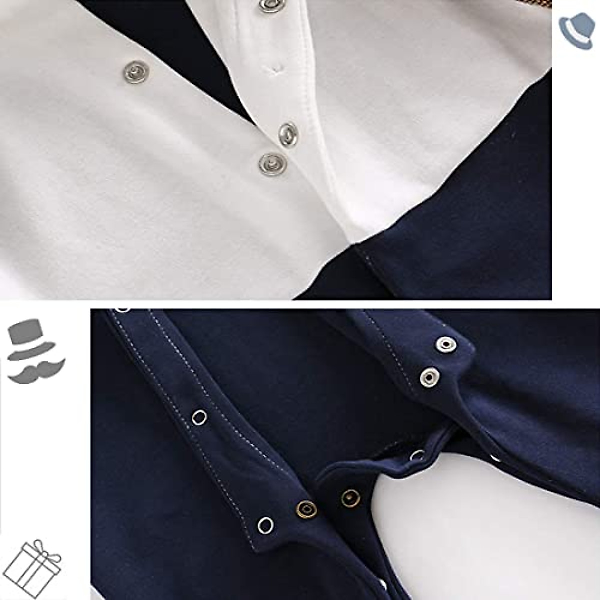 Fairy Baby Formal Baby Boy Outfit One-Piece Romper Gentleman Dress Clothes 0-3 Months, Silver Grey