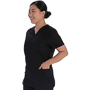 Vital Threads Men and Women Scrubs Set V-Neck Top & Drawstring Pant, VT501C, M, Black