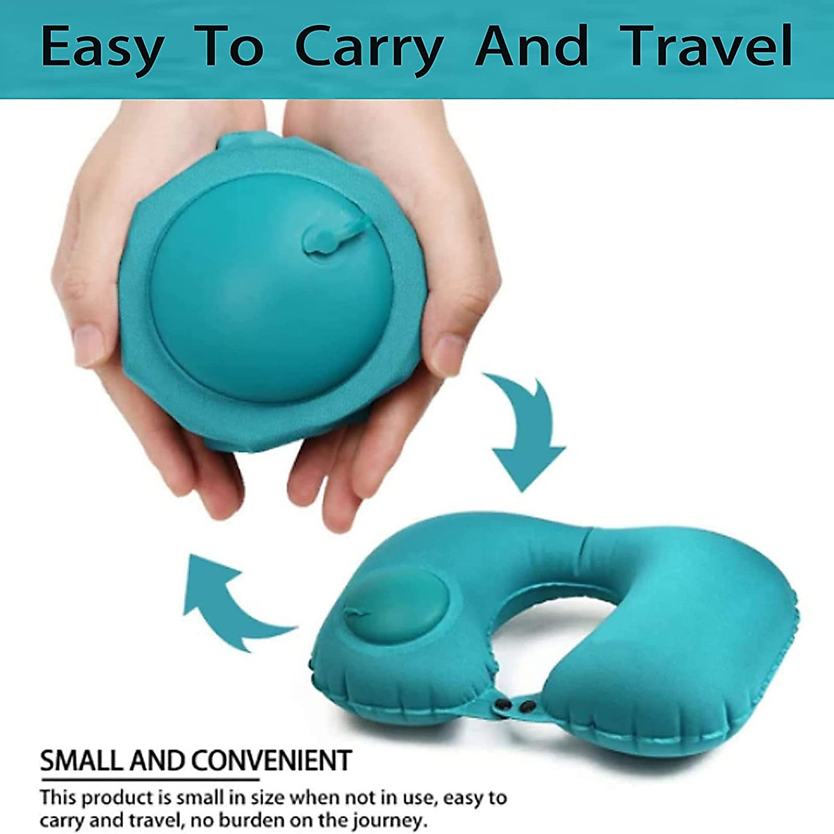 Altsuceser 2Pcs Inflatable Travel Pillow Neck Pillow for Travel, Compact Portable U-Shape Head Neck Support Cervical Cushion for Car Airplane Train Travel Office Napping Grey & Green