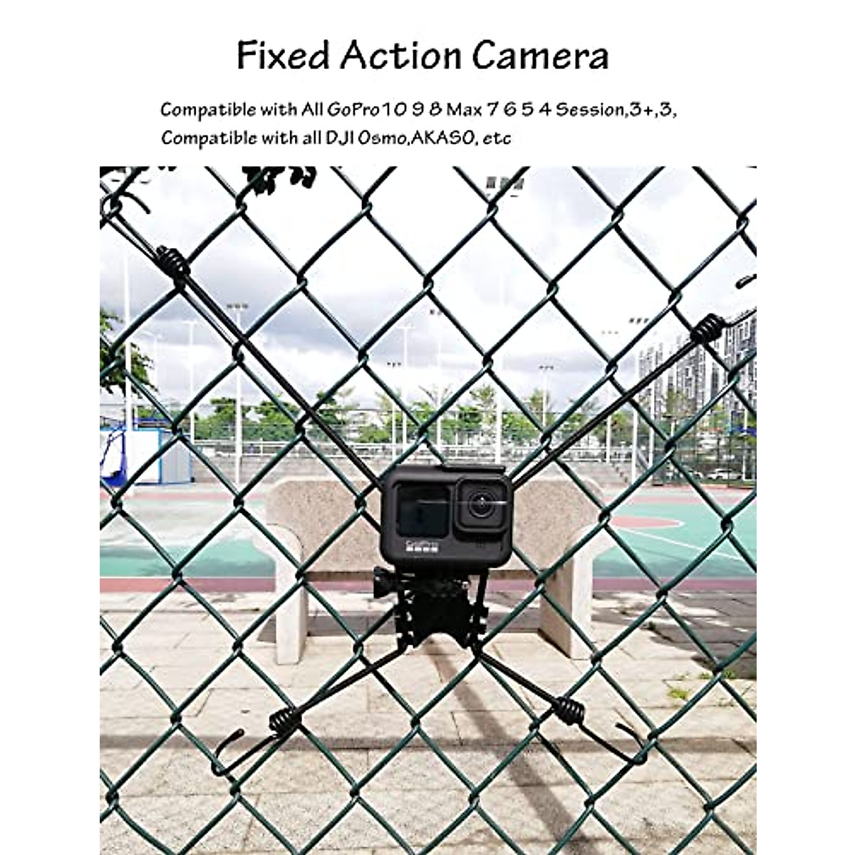 Phone and Action Camera Chain Link Fence Mount with Clip Holder Compatible with iPhone Samsung GoPro DJI OSMO AKASO,Suitable for Recording Baseball Softball and Tennis Games