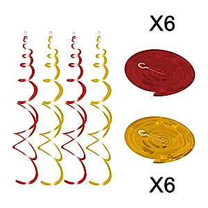 36 PCS Chinese New Year Decorations Hanging Swirls - 2023 Year of The Rabbit Ceiling Hanging for Home Office - Happy Lunar New Year Party Swirl Decor, NYE Party Decorations Supplies