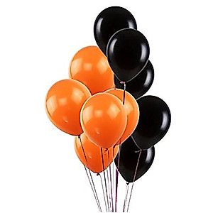 Happy Halloween Banner With Balloons - 100 Orange & Black Balloons Set - Halloween Decor Party Decorations Garland Bundle by Jolly Jon