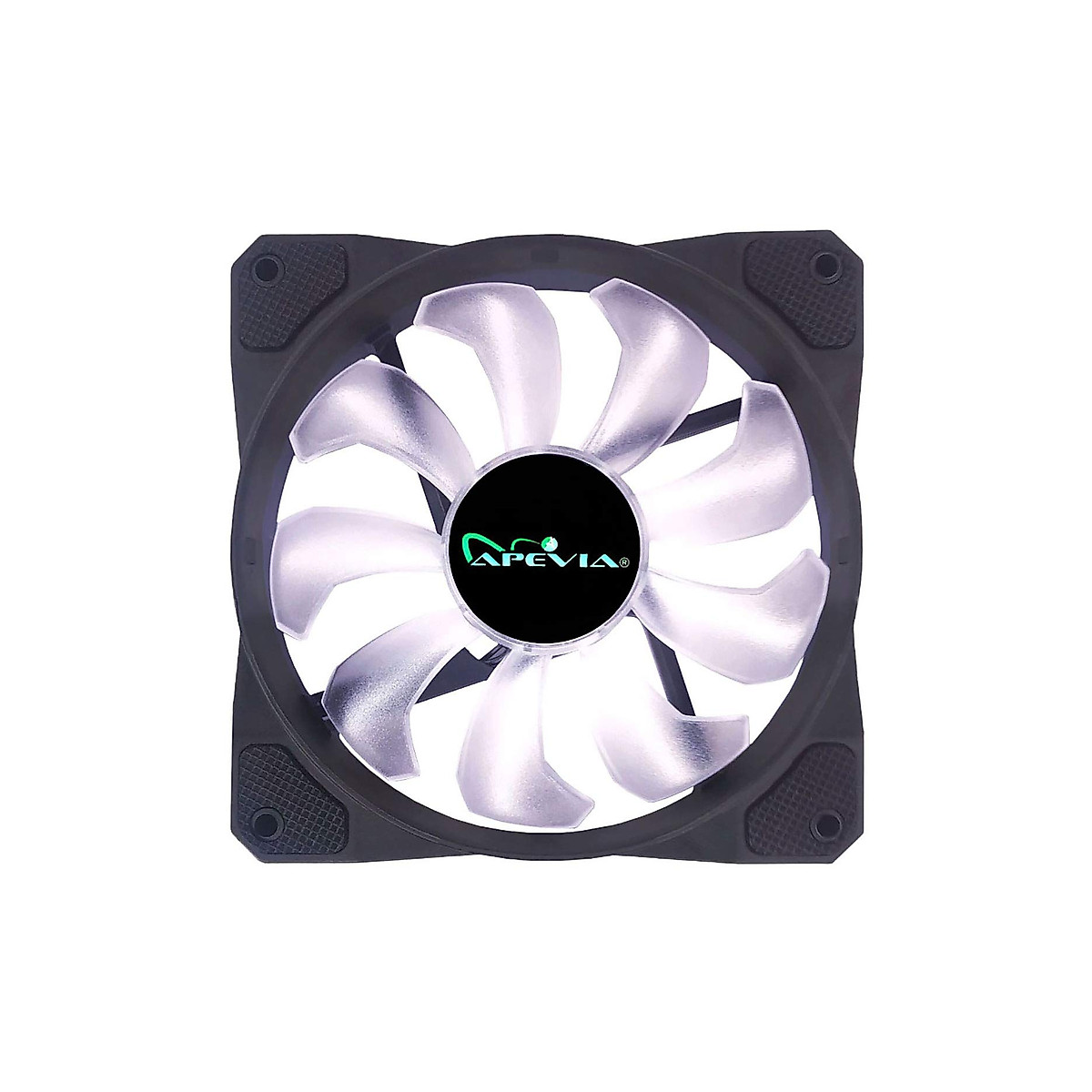 Apevia CO512L-WH Cosmos 120mm White LED Ultra Silent Case Fan w/ 16 LEDs & Anti-Vibration Rubber Pads (5 Pk)