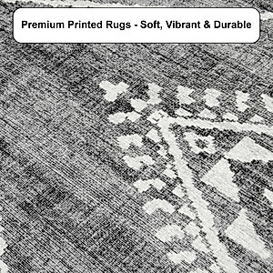 ReaLife Machine Washable Area Rug Runner - Living Room Bedroom Bathroom Kitchen Entryway Office - Padded Low Pile Stain Resistant Premium - Moroccan Diamond Tribal - Jax - Gray 3' x 5'