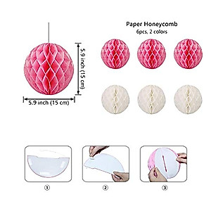 Baptism Decorations for Girls with 6pcs Paper Honeycombs, Baptism Banner Confirmation Communion Decorations