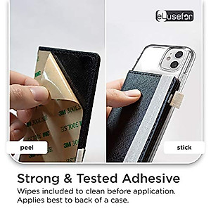 Stick-On Phone Wallet for Back of iPhone or Android Case | 6 Sleeve Credit Card Holder - Pocket for Cards, Money & ID - Built-in Stand - Waterproof Material - Travel, Work & Life-Proof - Black