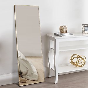 Natsukage Full Length Mirror Wall Mirror Full Length Mirror for Wall Hanging or Leaning Against Wall Dressing Mirror Body Mirror Aluminum Alloy Frame (44"x16", Gold)