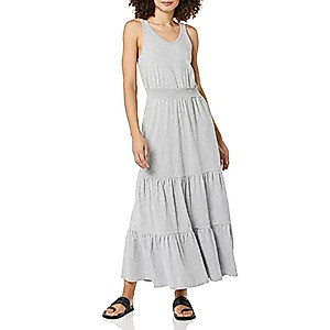 Amazon Essentials Women's Sleeveless Elastic Waist Summer Maxi Dress (Available in Plus Size), Light Grey Heather, X-Large