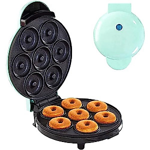 Mini Donut Maker Machine 7 Holes, Electric Donut Press Machine, Small Doughnut Maker, Electric Non-Stick & Double-sided Heating Donut Maker Machine, for Kid-Friendly Breakfast Desserts Cake (Emerald)