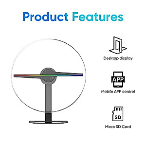 3D Holographic Fan, 3D Hologram Fan with Transparent Round Protective Cover, LED Fan Hologram Projector Suitable for Advertising Player, Party, Commercial Store Sign, Shop, Bar