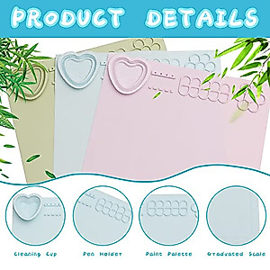 Silicone Craft Mat, 20×16 Inches Silicone Painting Mat with Water Cup and Paint Holder (Blue)