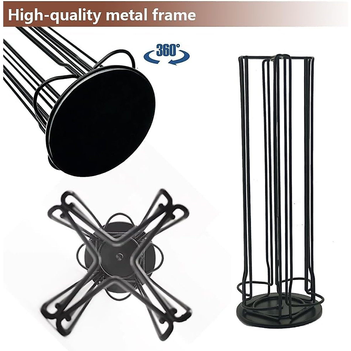 Miuly Coffee Capsule Holder For Nespresso Vertuoline, Coffee Capsule Stands Rotating Pod Rack holds 28 Nespresso Vertuo Pods, Black