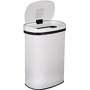 13 Gallon Kitchen Trash Can Automatic Garbage Can, Stainless Steel Waste Bin with Lid, Electronic Touch Free Motion Sensor Trash Cans High-Capacity Brushed Metal Trash Bin for Indoor, Black