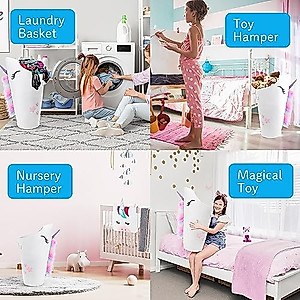 Pikl Girls Laundry Hamper Patented design Unicorn Hamper Quality Kids Hamper with Carry Handle. Use as a Unicorn basket Girls Laundry Basket Girls Hamper for Bedroom Kids Laundry Basket Unicorn Decor