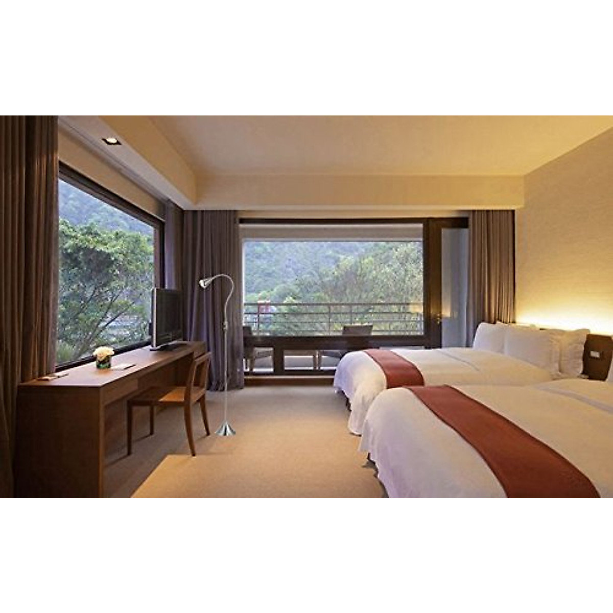 HomeFocus - LED Floor Lamp, Floor Lamp,Floor Light,Eye-Caring,Floor Lamp for Living Room,Bedroom,Metal,Satin Nickel,Flexible Gooseneck,LED 5W,3000K,Warm White Light,Energy Efficient Super Bright.