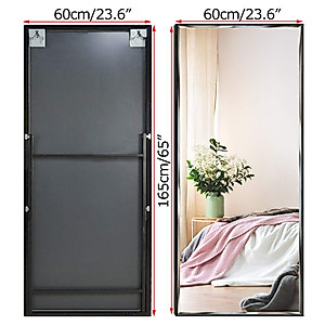 ZBEIVAN Full Length Mirror 65"x23.6" Standing or Wall Hanging, Vertical Black Frame HD Rectangle Full Body Tall Big Floor Stand up or Wall Mounted Mirror