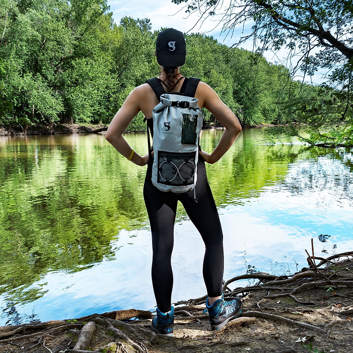 geckobrands Hydroner 20L Waterproof Dry Bag Backpack, Neon Pink - Lightweight Travel Bag with Clear Phone Pouch