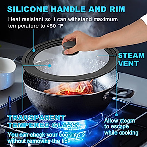 Universal Lid for Pots Pans and Skillets, Pan lid Fit 7", 8", 9",10", 11", 12" Cookware, Pan Lid with Tempered Glass and Silicone Edging, Pot Lid for Skillets, Frying Pans, CrockPot (2 Pack)