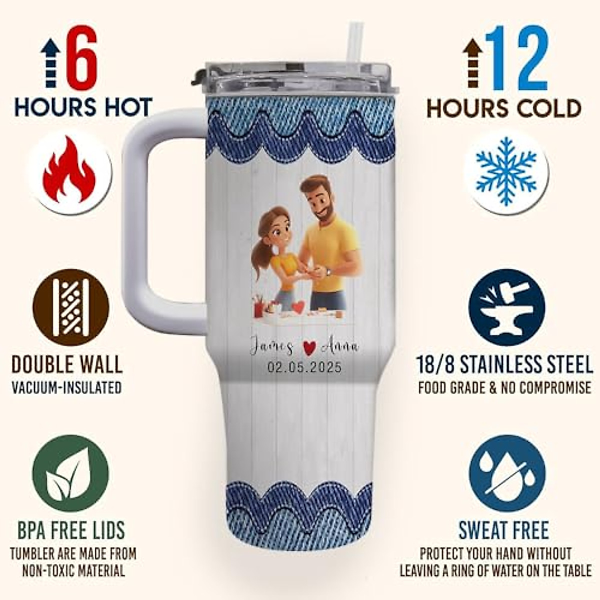 Custom 40oz Tumbler with Handle – wedding invitation opening-Personalized Couple Gift for Anniversary Wedding Gift, Birthday, Mother's Day, Valentine’s Day I6v64p