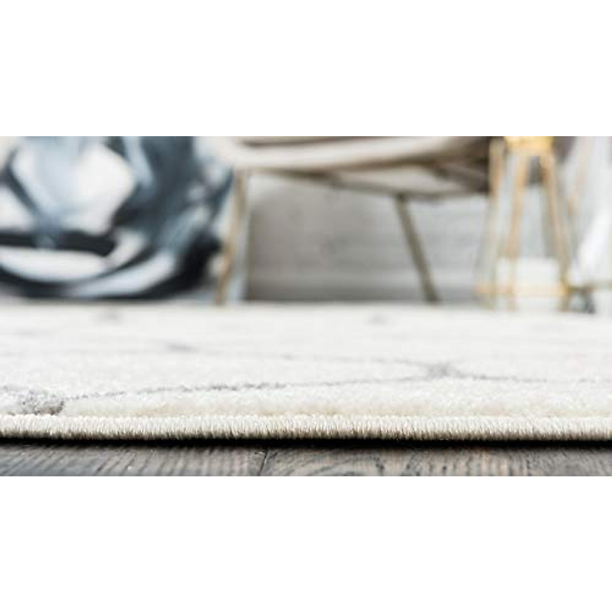 Unique Loom Trellis Frieze Collection Area Rug - Rounded (5' 1" x 8', Ivory/ Gray)